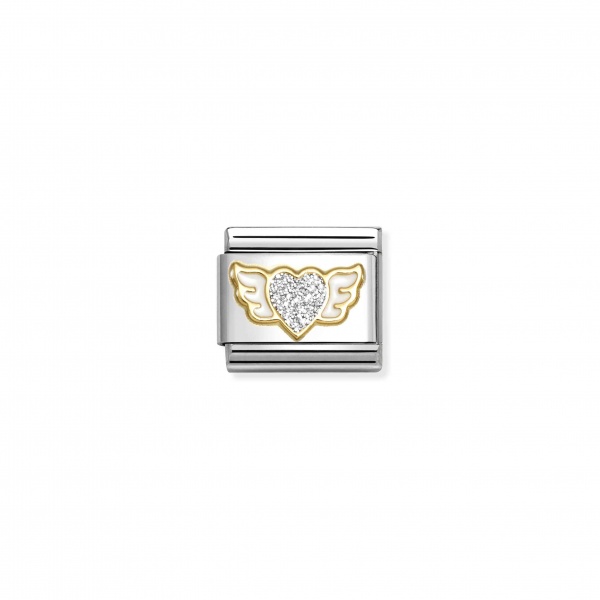 Nomination Gold Silver Glitter Heart with Crown Composable Charm ...