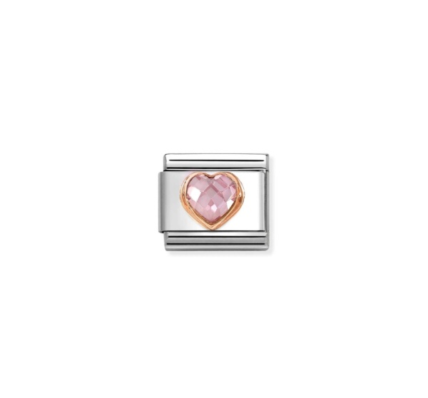 Nomination Gold Pink Heart in Heart Composable Charm - McCloys Jewellery