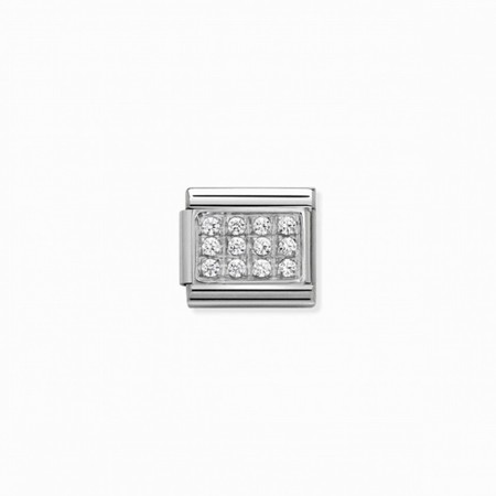 Nomination Silver Double White CZ Pave Composable Charm - McCloys Jewellery