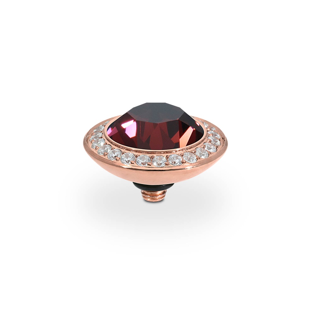 Qudo Rose Gold Topper Tondo Deluxe 13mm - Burgundy - McCloys Jewellery