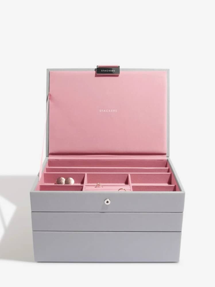 Stackers Classic Jewellery Box Set of 3 - Dove Grey & Pink - McCloys ...