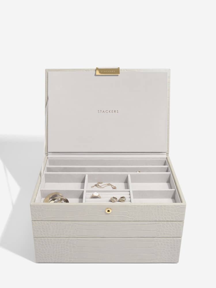 Stackers Classic Jewellery Box Set of 3 - Putty Croc - McCloys Jewellery