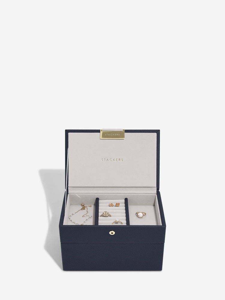 Stackers Mini Jewellery Box Set - Navy - McCloys Jewellery