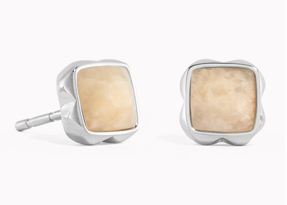 Coeur de Lion Silver Studs Cream Jade - June - McCloys Jewellery