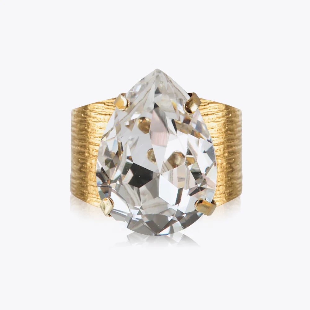 Caroline Svedbom Gold Classic Drop Ring - Crystal - McCloys Jewellery