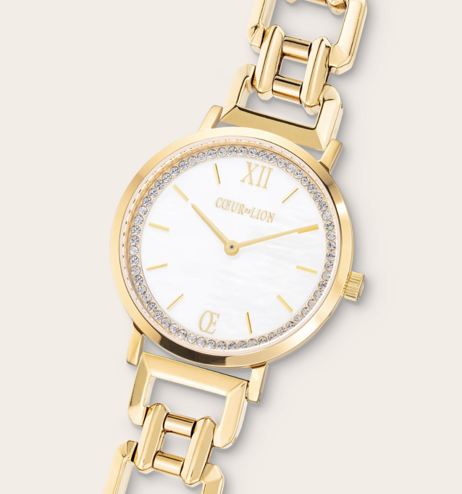 Coeur de Lion Round Sparkling Mother-of-Pearl Gold Watch 7652/74-1643 ...
